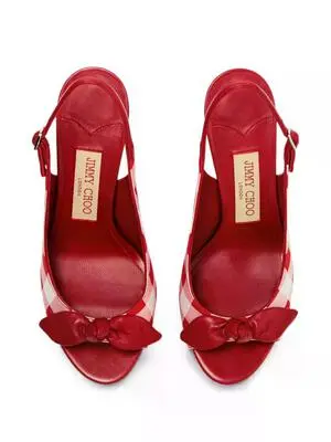 JIMMY CHOO Ziva 120 Gingham & Nappa Leather Platform Sandals