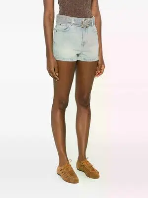 TWINSET Belted Denim Shorts - Blue