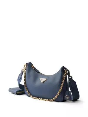 Prada Prada Re-Edition 2005 Saffiano Leather Bag With Chain And Pouch Blue