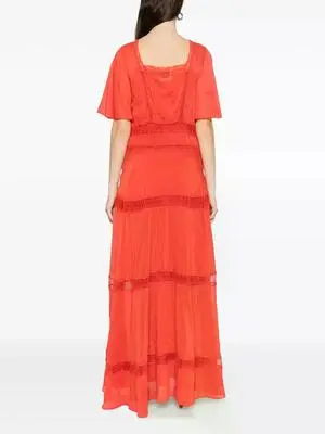 FORTE_FORTE Lace V-neck Maxi Dress - Orange