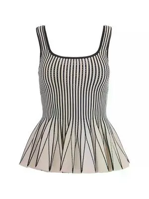 Elisabetta Franchi Sleeveless Square Neck Pleated Peplum Top