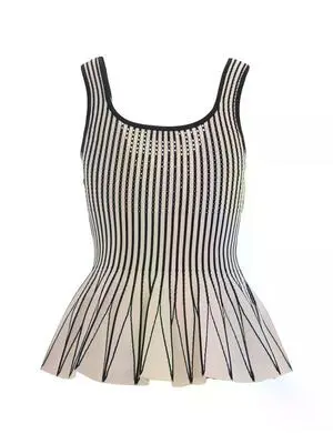 Elisabetta Franchi Sleeveless Square Neck Pleated Peplum Top
