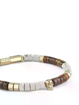 Philipp Plein Beaded Skull Charm Bracelet - White