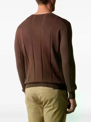 Brooks Brothers Crew Neck Sweater With Ribbed Detailing