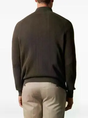Brooks Brothers Half-zip Ribbed Knit Sweater - Green