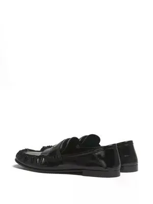 Marni Fringe Leather Loafers - Black
