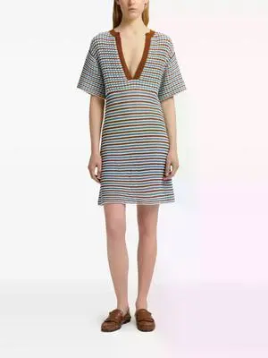 Marni Striped Crocheted A-line Mini Dress