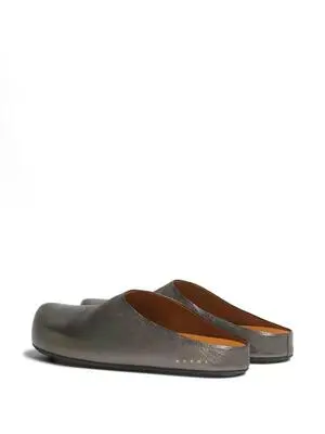 Marni Metallic Nappa Leather Fussbett Sabots - Grey