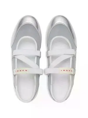 Marni And Blue Criss-cross Strap Sneakers - Silver