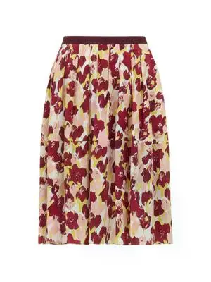 Marni Pleated Floral Silk Skirt