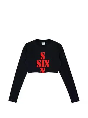 Vetements Long Sleeve Cropped T-shirt
