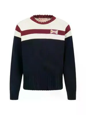 Marni Cotton Jumper With Contrast Stripe Detail
