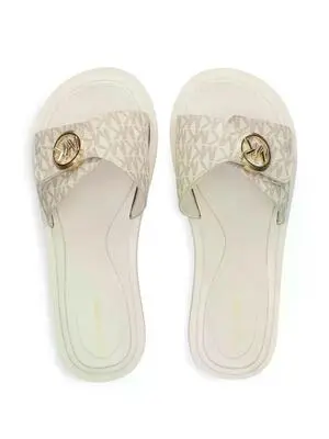 Michael Kors Logo Detail Buckle Platform Slides