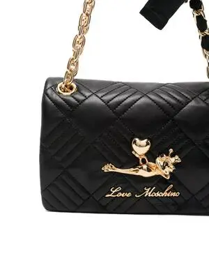 Moschino Quilted Chain Shoulder Bag - Black