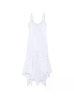 Charo Ruiz Ibiza Lace Trim Asymmetrical Hem Midi Dress