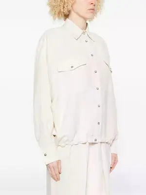 Brunello Cucinelli Shirt With Flap Pockets And Drawstring Hem - Neutrals