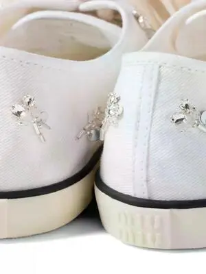Miu Miu Embroidered Drill Sneakers - White