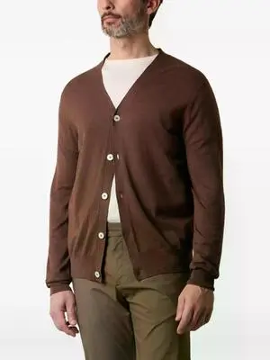 Brooks Brothers V-neck Ribbed Cardigan - Brown