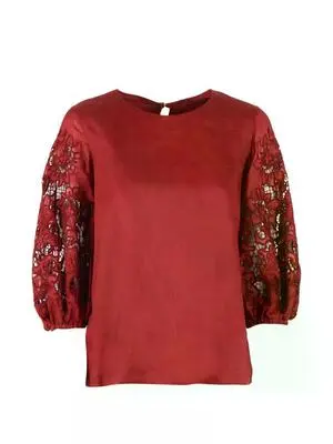 Max Mara Lace Sleeve Top - Red