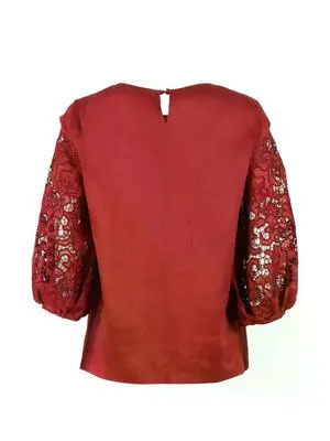Max Mara Lace Sleeve Top - Red