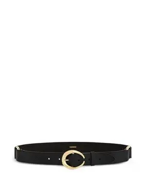 Rabanne Ring Buckle Leather Belt - Black
