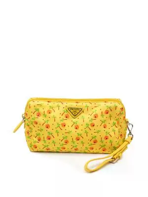 Prada 2000-2013 Tessuto Stampato Palm Cosmetic Pouch