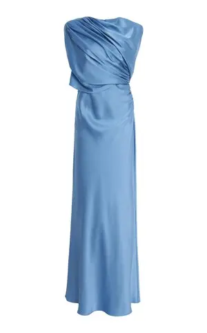 Stella McCartney Draped Satin Cape Gown - Blue