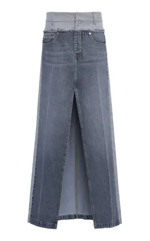 Stella McCartney Deconstructed Denim Maxi Skirt - Grey
