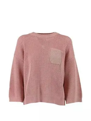 Peserico Long Sleeve Textured Knit Sweater With Pocket - Pink