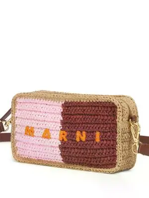 Marni Embroidered Woven Shoulder Bag - Brown