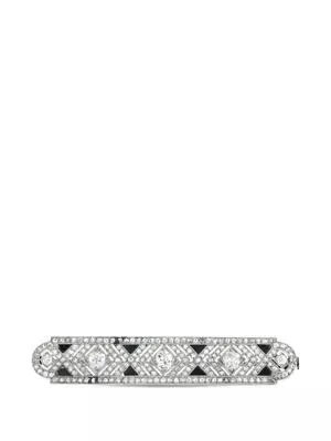 LB EXCLUSIVE 18k White Gold Diamond And Onyx Art Deco Brooch