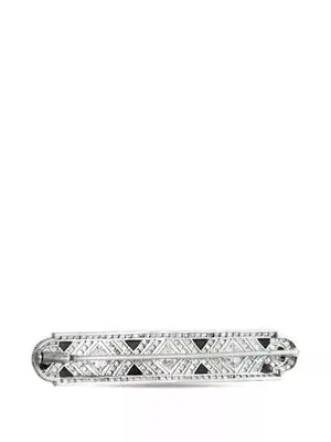LB EXCLUSIVE 18k White Gold Diamond And Onyx Art Deco Brooch