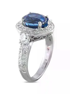 LB EXCLUSIVE Platinum Diamond And Sapphire Cocktail Ring - Silver
