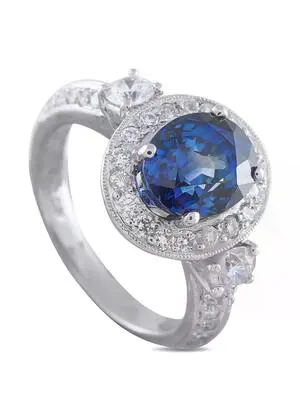 LB EXCLUSIVE Platinum Diamond And Sapphire Cocktail Ring