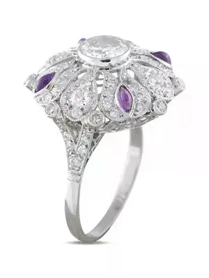 LB EXCLUSIVE Platinum Diamond And Amethyst Ring