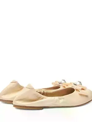 Casadei Bow Detail Ballet Flats - Neutrals