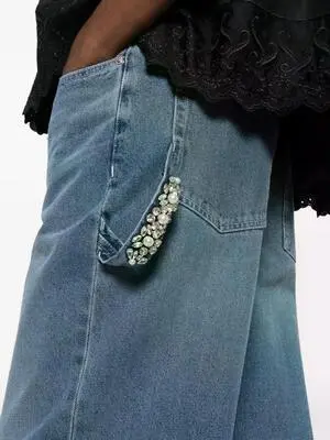 Simone Rocha Embellished Straight Leg Jeans