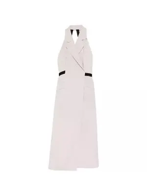 Max Mara Sleeveless Midi Wrap Dress With Contrast Trim - Neutrals