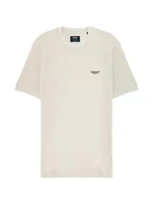 BOSS X Aston Martin Crewneck Wool-cotton Jacquard T-shirt - Neutrals