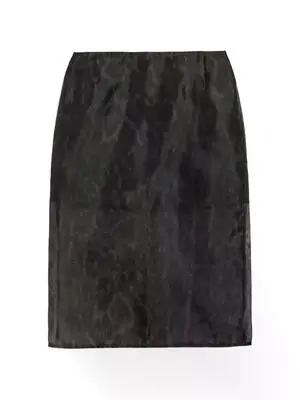 Apparis Tyra Leopard Print Organza Midi Skirt - Black