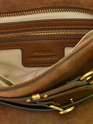 Pinko Studded-belt Suede Shoulder Bag - Brown