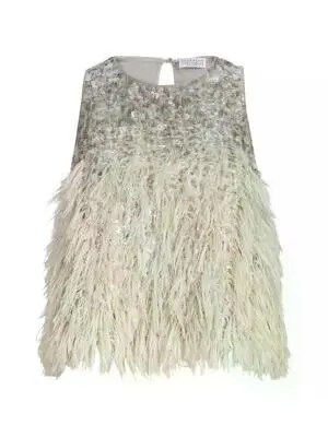 Brunello Cucinelli Embellished Sleeveless Top - Grey