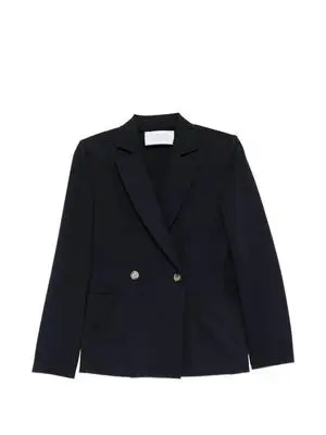 Harris Wharf London Double-breasted Notched Lapel Blazer - Blue