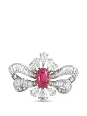 LB EXCLUSIVE Platinum Ruby And Diamond Brooch