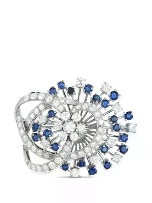 LB EXCLUSIVE Diamond And Sapphire Brooch - Silver