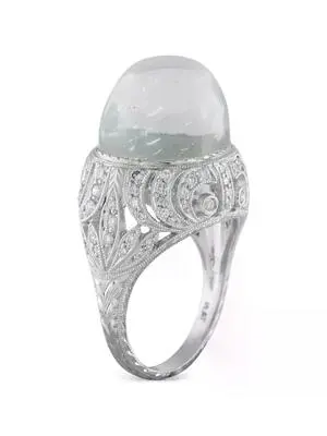LB EXCLUSIVE Platinum Diamond And Moonstone Cocktail Ring - Silver