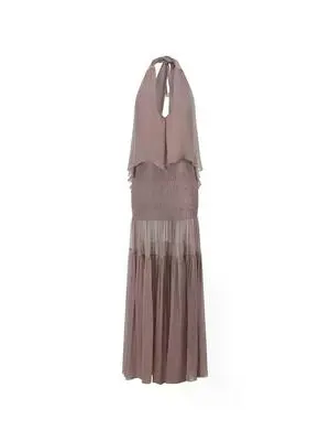 OUDE WAAG Halterneck Tiered Maxi Dress - Pink