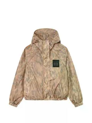 GANNI Printed Nylon Hooded Jacket - Neutrals