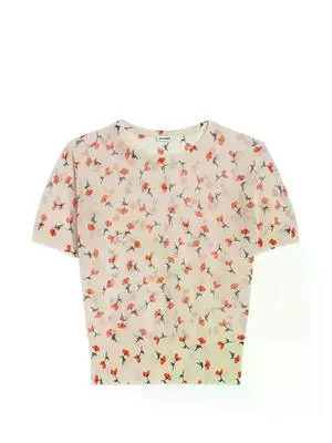 JIL SANDER Jil Sander Floral Print Crewneck T-shirt Neutrals