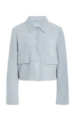 BY MALENE BIRGER Annie Cropped Suede Jacket - Light Blue